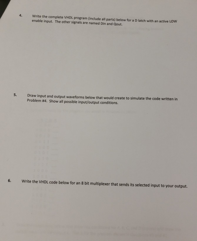 Solved Write the complete VHDL program (include all parts) | Chegg.com