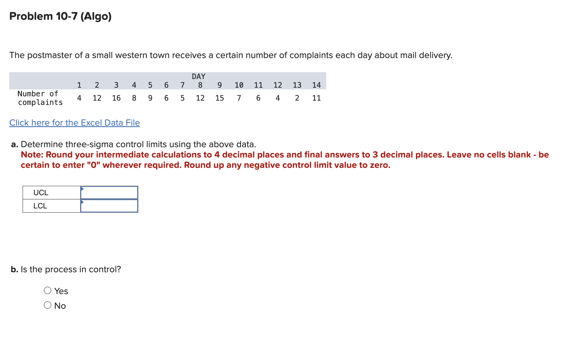 Solved Problem 10-7 (Algo)The postmaster of a small western | Chegg.com