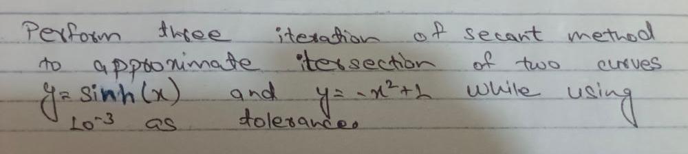 Solved Perform three iteration of secant method to | Chegg.com