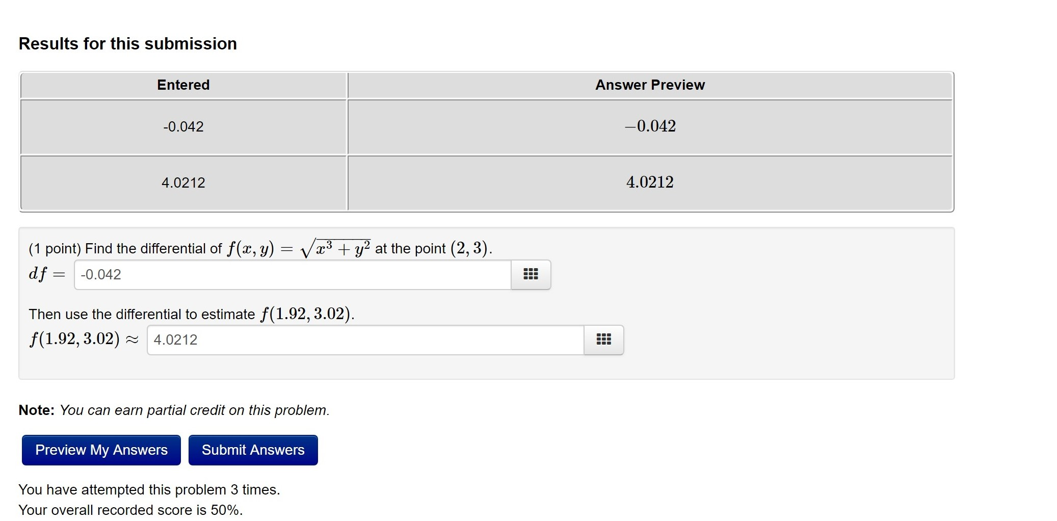 Solved Results for this submission Entered Answer Preview | Chegg.com