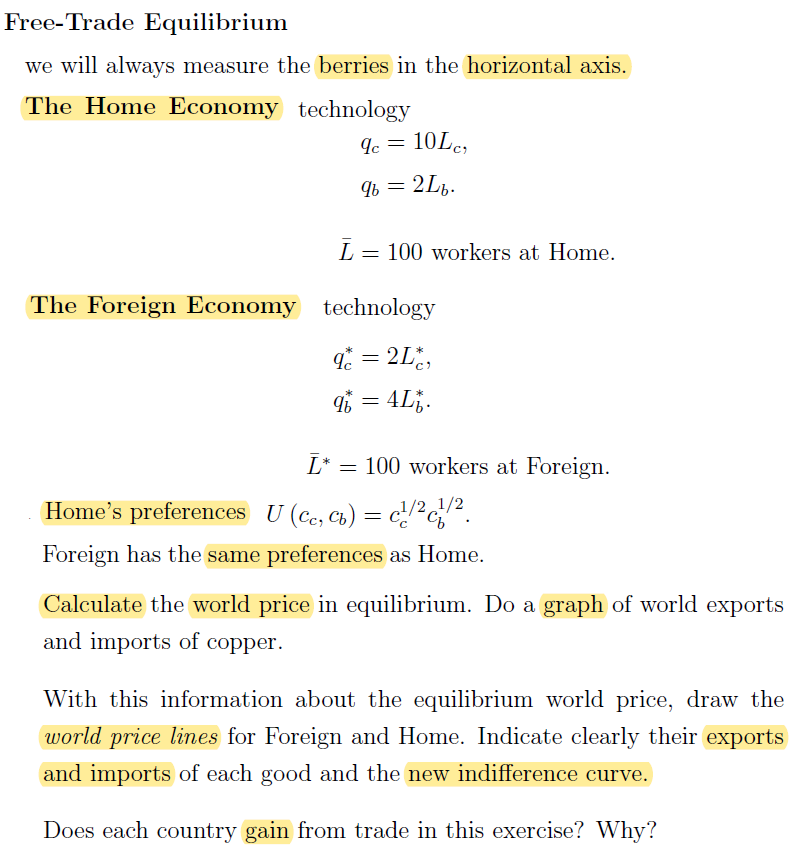 Free-Trade Equilibrium we will always measure the | Chegg.com