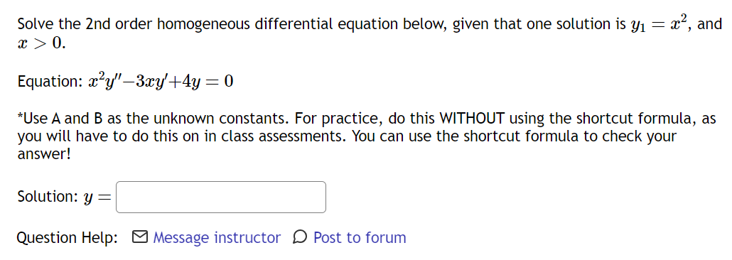 Solved Solve the 2 ﻿nd order homogeneous differential | Chegg.com