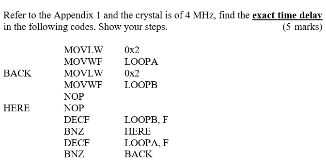 Solved Appendix 1 Refer To Pic18f Instruction Set 