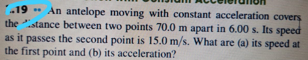 Solved 19 An Antelope Moving With Constant Acceleration
