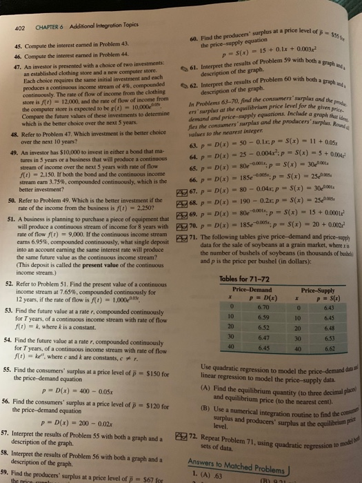 Solved For ONLY problem #s 56 and 60, answer the given | Chegg.com
