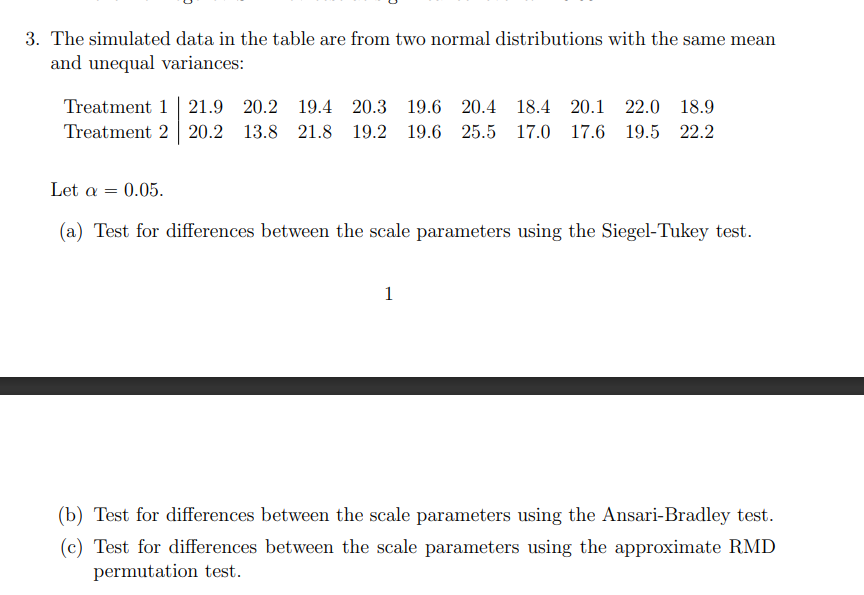 Solved The simulated data in the table are from two normal | Chegg.com