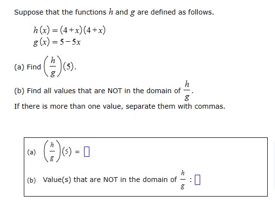 Solved Suppose that the functions h and g are defined as | Chegg.com