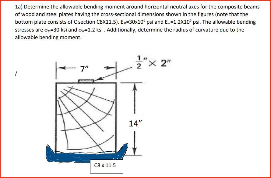 Solved 1a) Determine the allowable bending moment around | Chegg.com