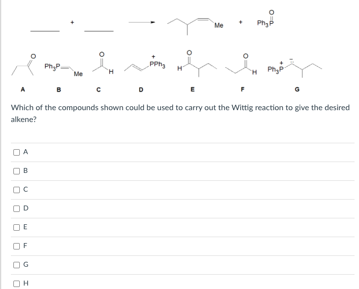 Solved Me Ph3P PhP PPh3 Me H Php А B D E G Which of the | Chegg.com
