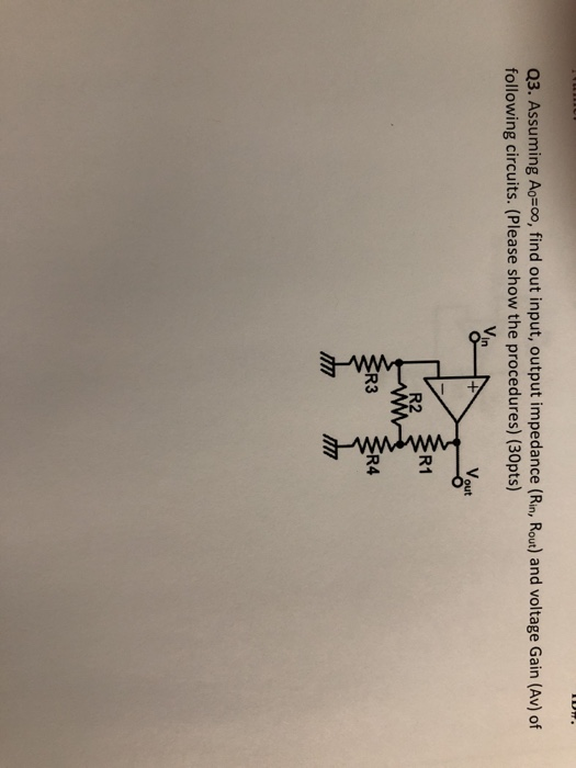 Solved Q3. Assuming Ao-oo, find out input, output impedance | Chegg.com