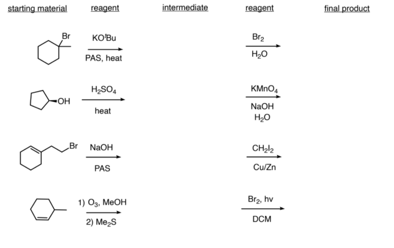 Solved starting material reagent intermediate reagent final | Chegg.com