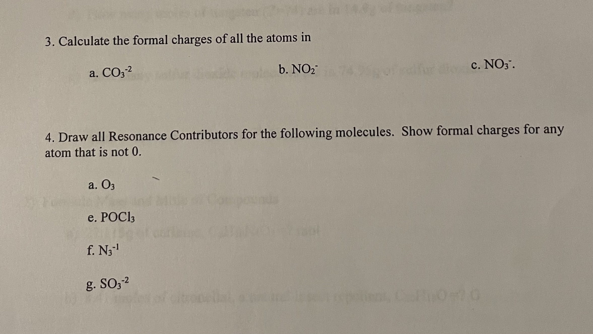 Solved 3. Calculate the formal charges of all the atoms in | Chegg.com