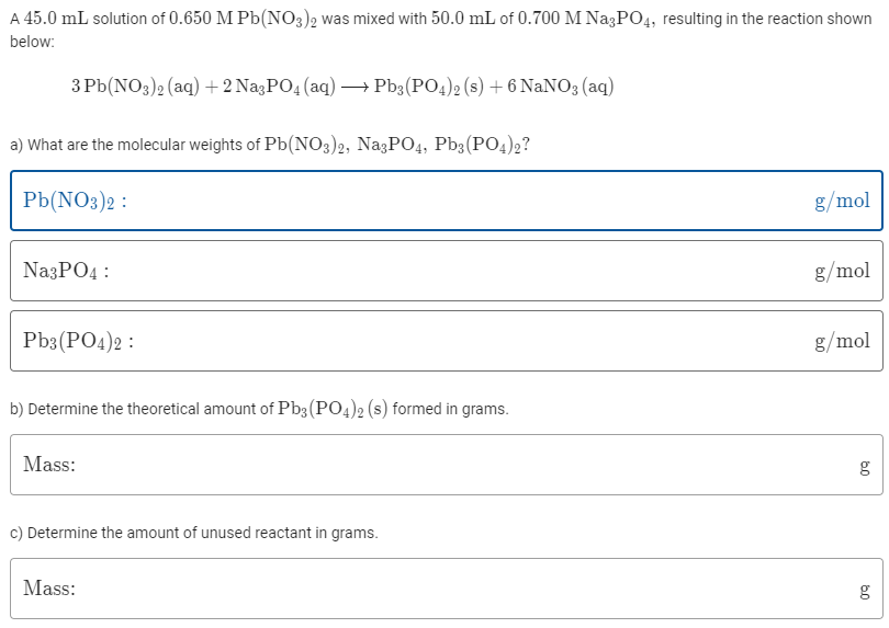 Solved A 45.0 mL solution of 0.650 M Pb(NO3)2 was mixed with | Chegg.com