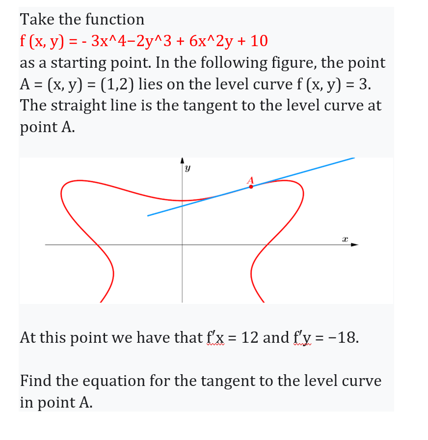 Solved Take the function f(x, y) = - 3x^4-2y^3 + 6x^2y + 10 | Chegg.com