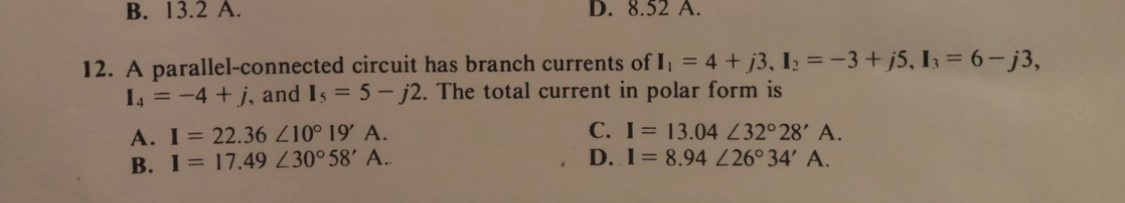 Solved B. 13.2 A. D. 8.52 A. 12. A parallel-connected | Chegg.com