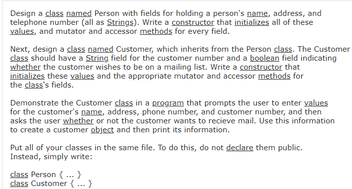 Solved Design a class named Person with fields for holding a | Chegg.com