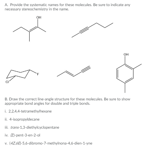 Solved A. Provide the systematic names for these molecules. | Chegg.com