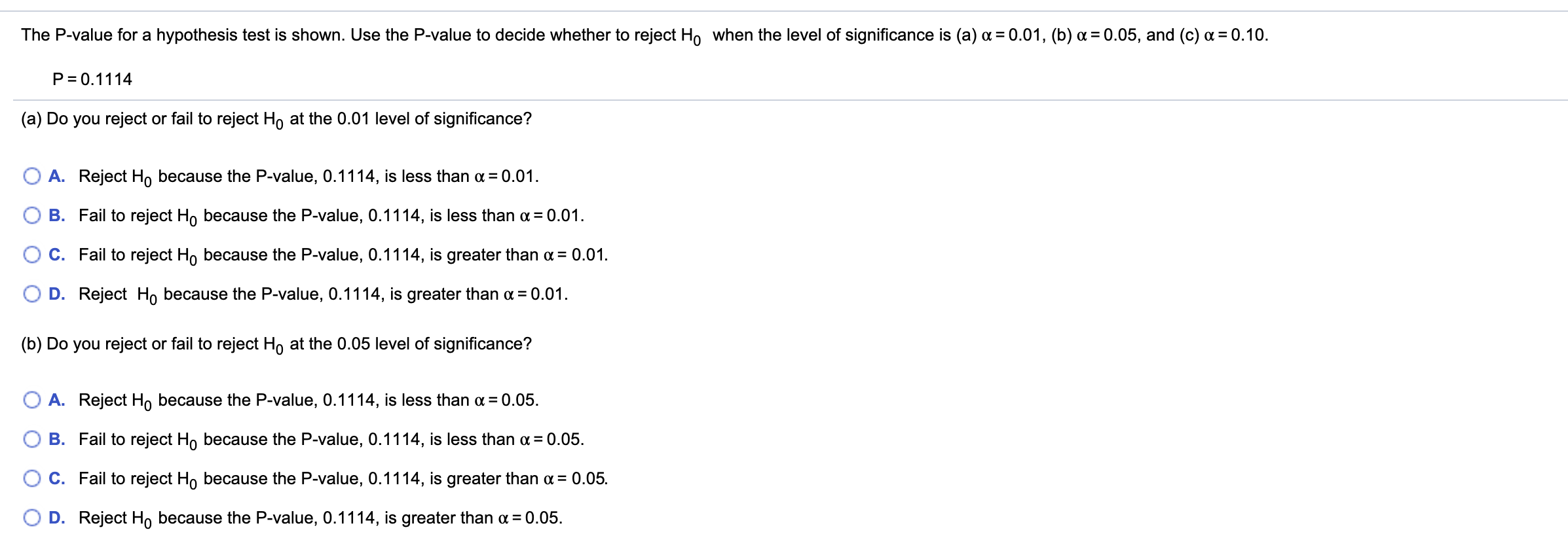 Solved The P-value for a hypothesis test is shown. Use the | Chegg.com