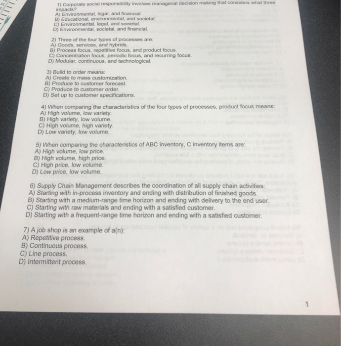 Solved 1) Corporate social responsibility involves | Chegg.com