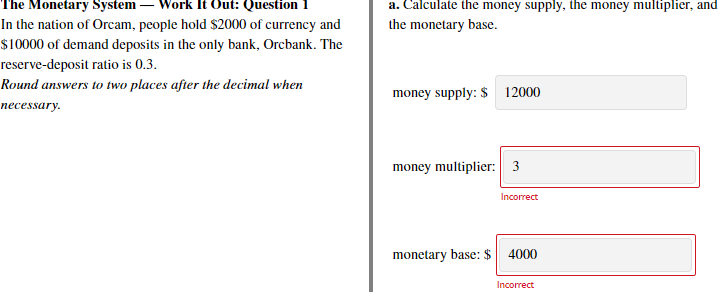 Solved a. Calculate the money supply, the money multiplier, | Chegg.com