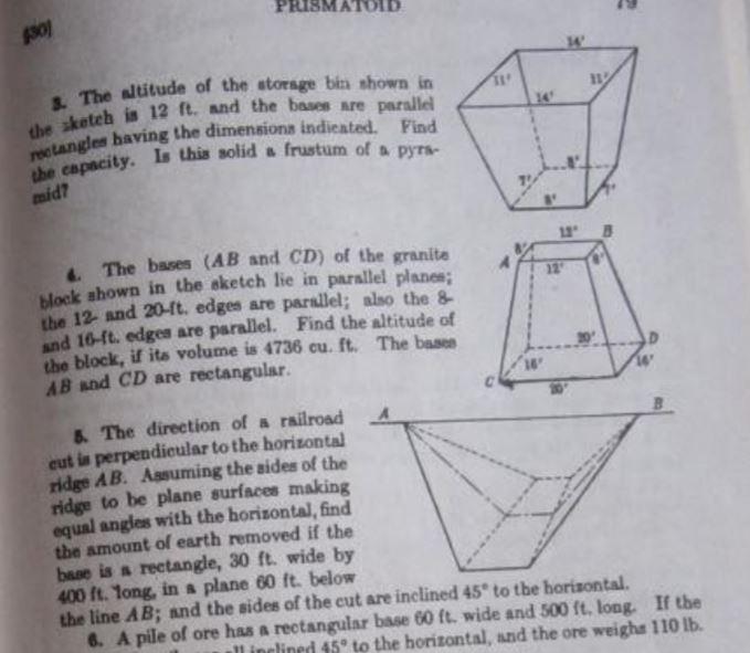 Solved PRISMATOID Sol 11 & The Ntitude of the storage bin | Chegg.com