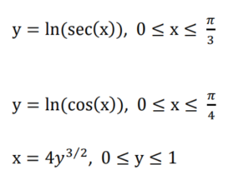 Solved y=ln(sec(x)), 0 플 x :3 y=ln(cos(x)), 0 4 | Chegg.com