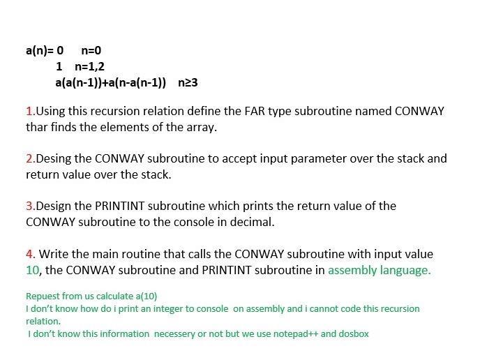 Solved Need Assembly Code Use Dosbox To Compile Define A 