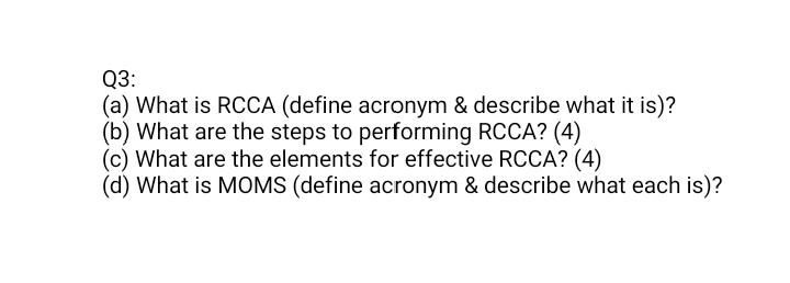 Solved 03: (a) What is RCCA (define acronym & describe what | Chegg.com
