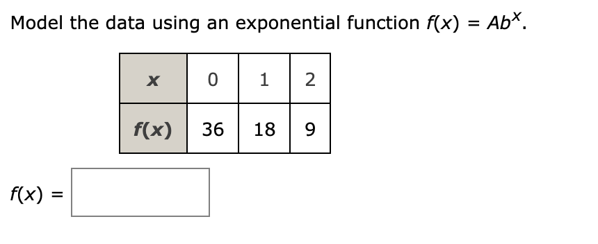 Solved Model the data using an exponential function | Chegg.com