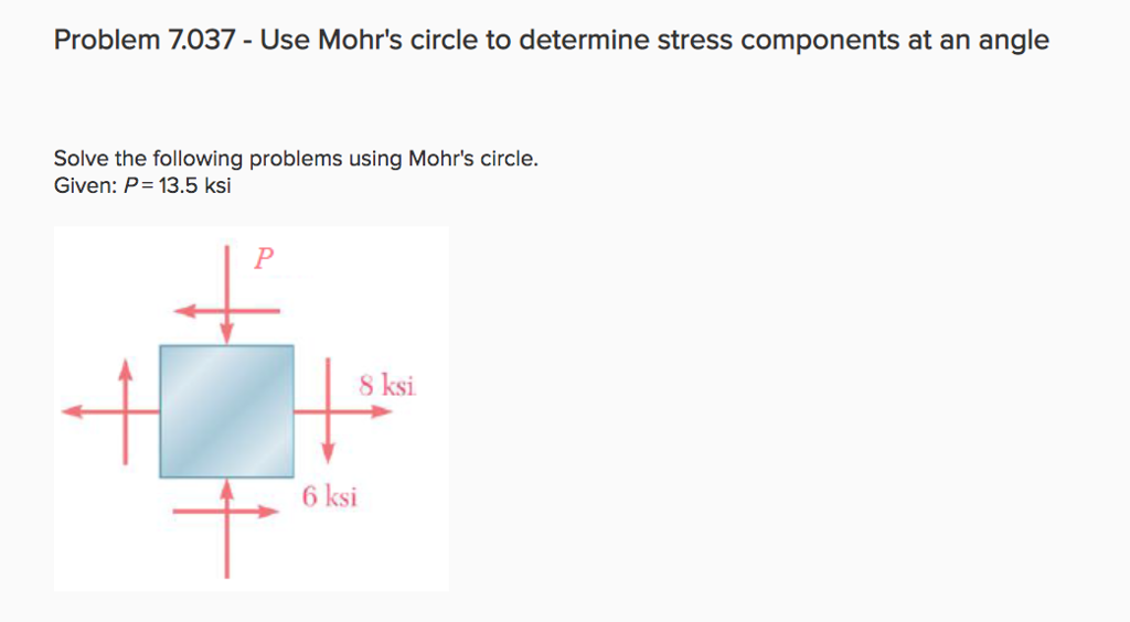 Solved Problem 7.037 - Use Mohr's circle to determine stress | Chegg.com