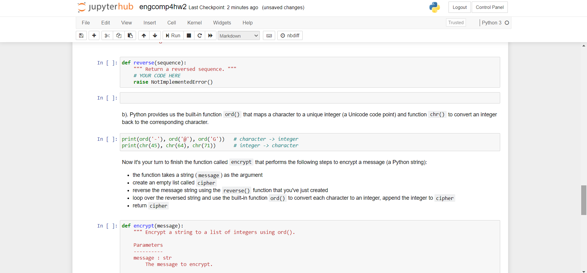 Solved jupyterhub engcomp4hw2 Last Checkpoint 2 hours ago | Chegg.com