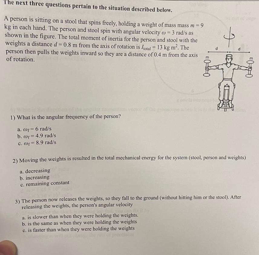 Solved A person is sitting on a stool that spins freely, | Chegg.com