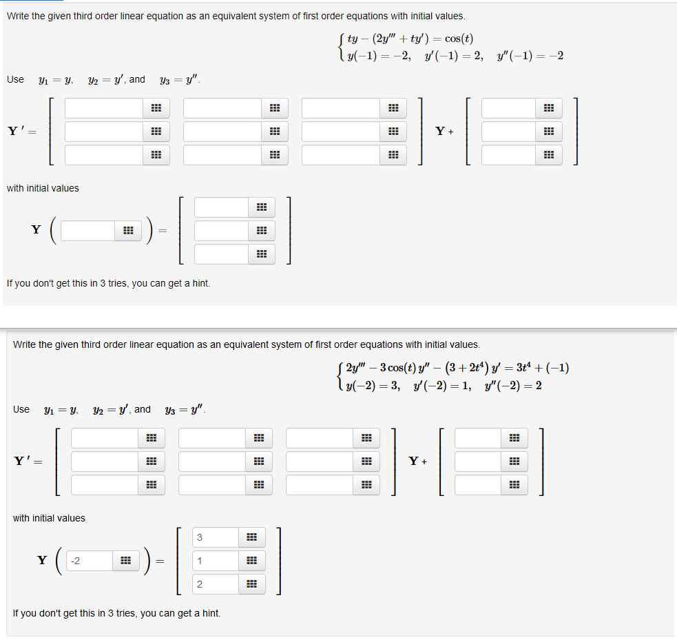 Solved Write the given third order linear equation as an | Chegg.com