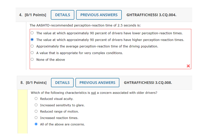Solved The AASHTO-recommended perception-reaction time of | Chegg.com