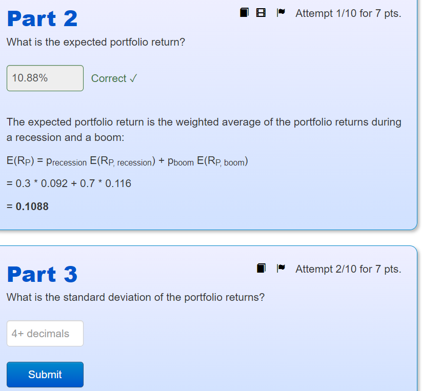 Solved What is the expected portfolio return? The expected | Chegg.com