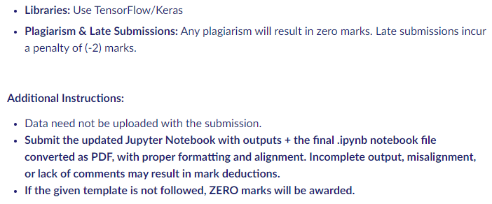 Solved - Libraries: Use TensorFlow/Keras - Plagiarism \& | Chegg.com