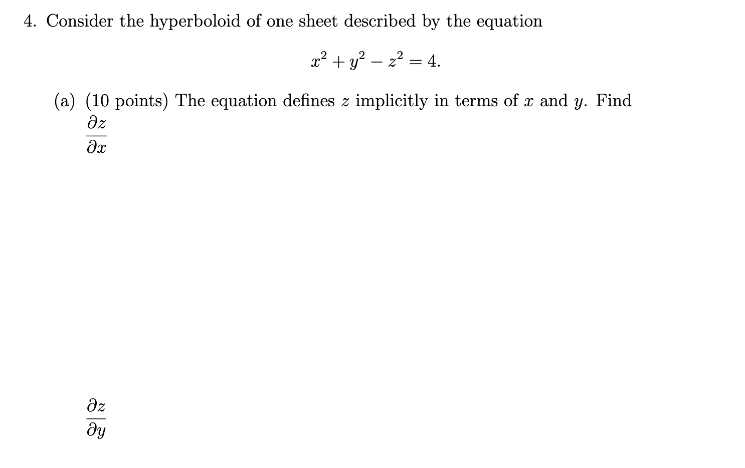 Consider the hyperboloid of one sheet described by | Chegg.com