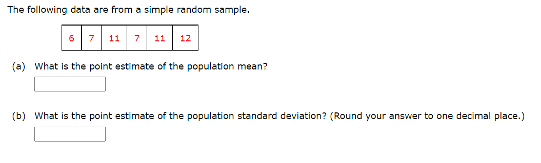 Solved The following data are from a simple random sample. | Chegg.com