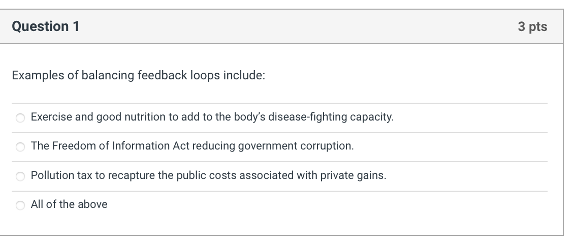 Solved Examples of balancing feedback loops include: | Chegg.com