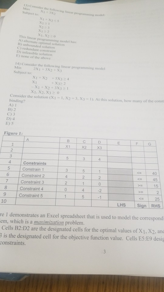 Solved 13) Consider the following linear programming moder | Chegg.com