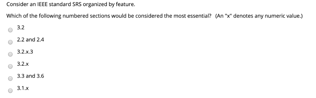 Solved Consider an IEEE standard SRS organized by feature. | Chegg.com