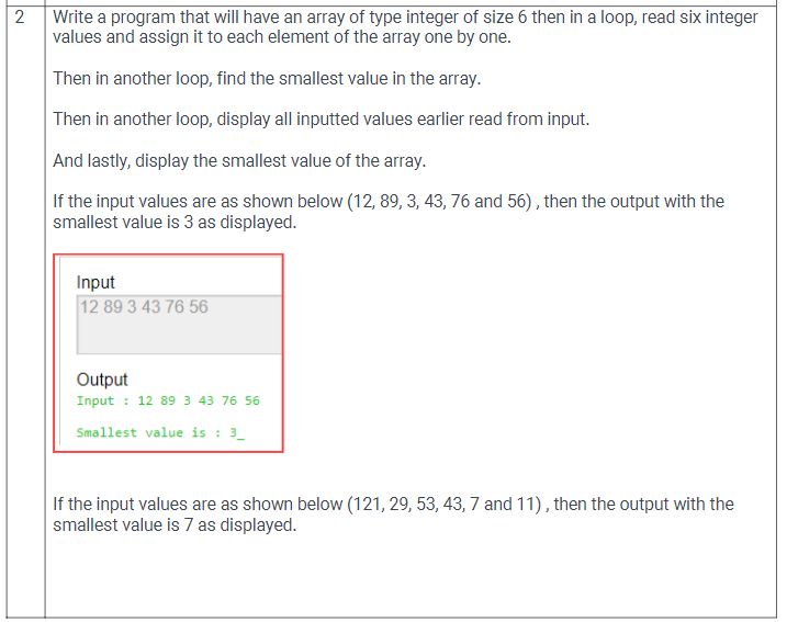 Solved 2 Write a program that will have an array of type | Chegg.com