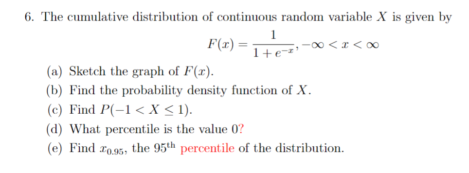 Solved 6. The cumulative distribution of continuous random | Chegg.com