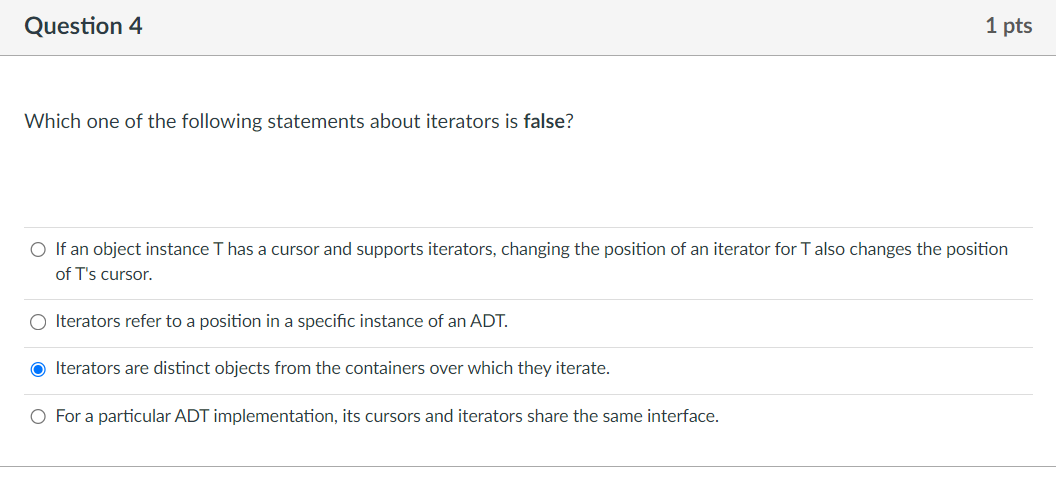Solved Which one of the following statements about iterators | Chegg.com