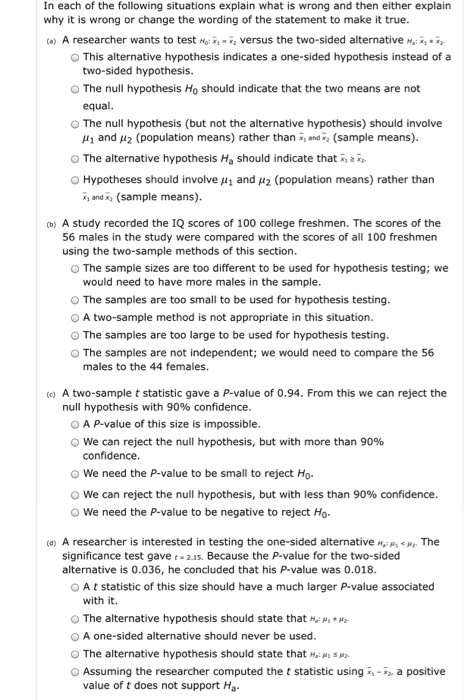 Solved In each of the following situations explain what is | Chegg.com