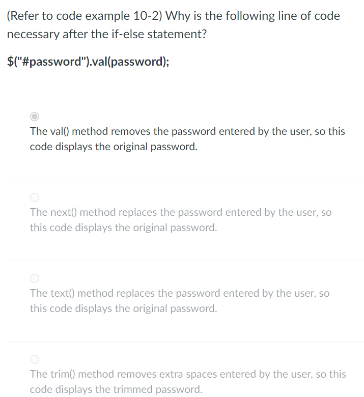 Solved (Refer to code example 10-2) Why is the following | Chegg.com