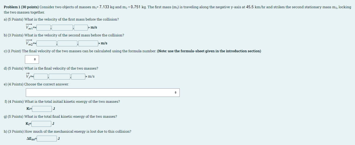 Solved Problem 1 (30 points) Consider two objects of masses | Chegg.com