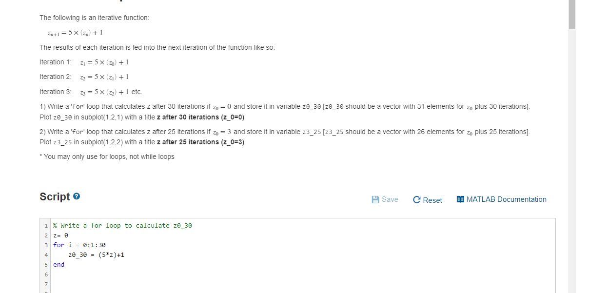 Solved The following is an iterative function: Zn+1 = 5 x | Chegg.com