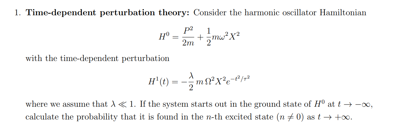 Solved 1. Time-dependent perturbation theory: Consider the | Chegg.com