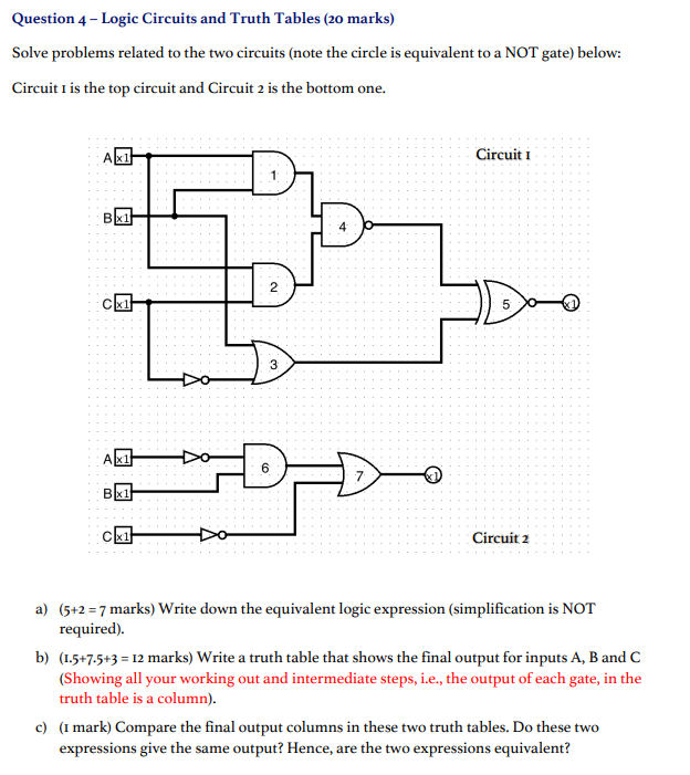 Solved Question 4 - Logic Circuits and Truth Tables (20 | Chegg.com